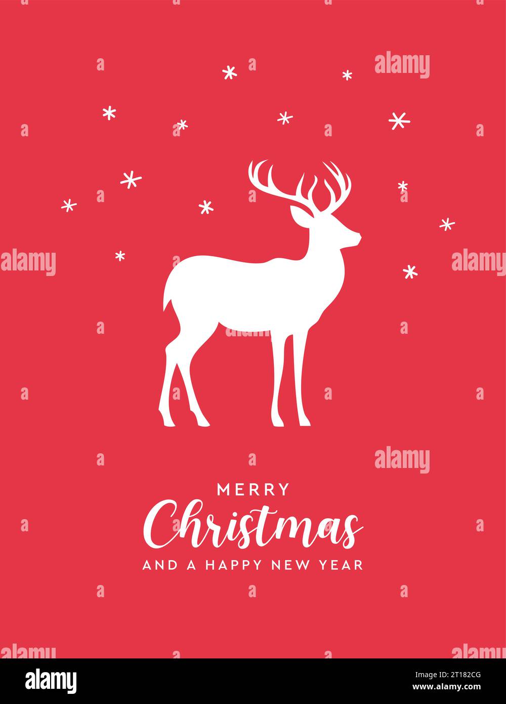 red christmas greeting card deer vector illustration Stock Vector Image ...