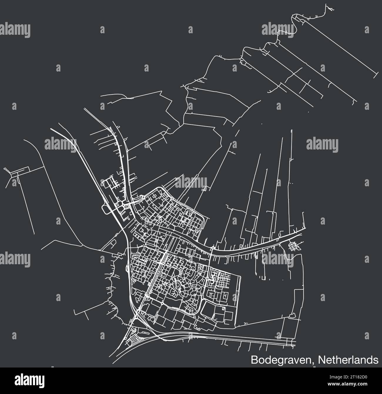 Street roads map of BODEGRAVEN, NETHERLANDS Stock Vector Image & Art ...