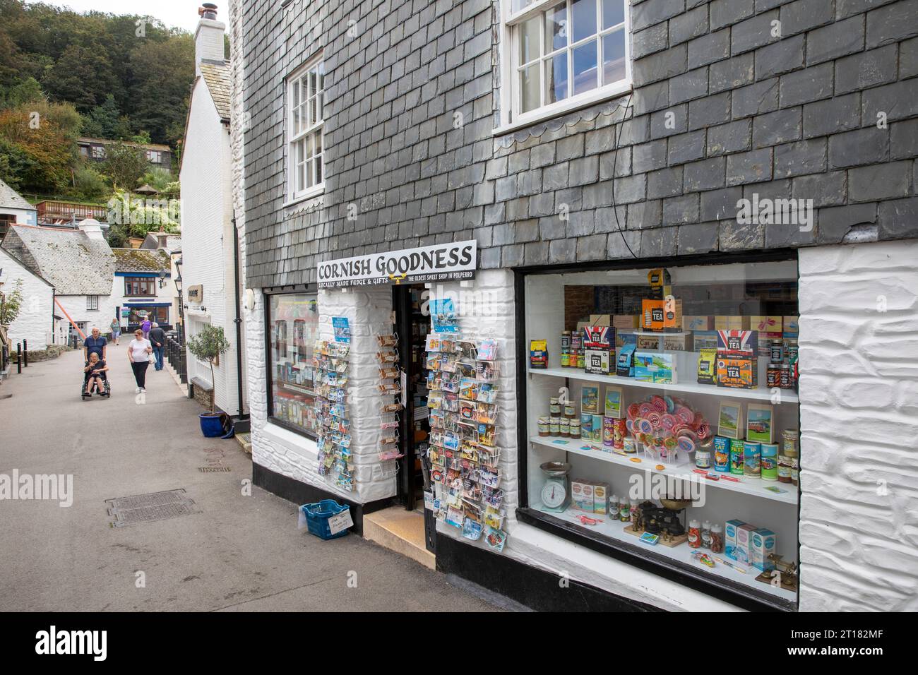 Polperro village Cornwall Cornish goodness sweet shop with postcards ...