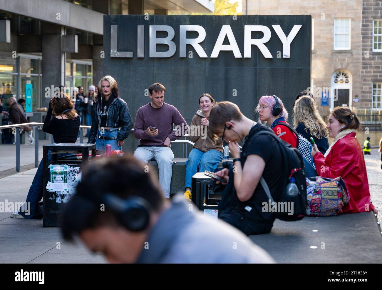 View of exterior of student library at Edinburgh University, Scotland ...