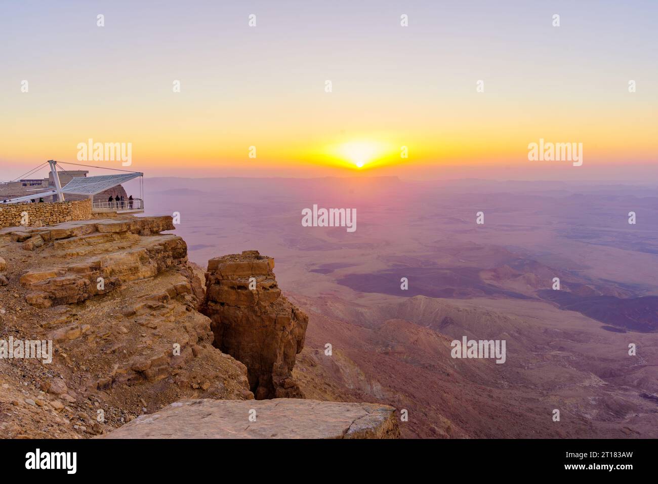 Mitzpe Ramon, Israel - August 11, 2023: Sunrise view of Makhtesh ...