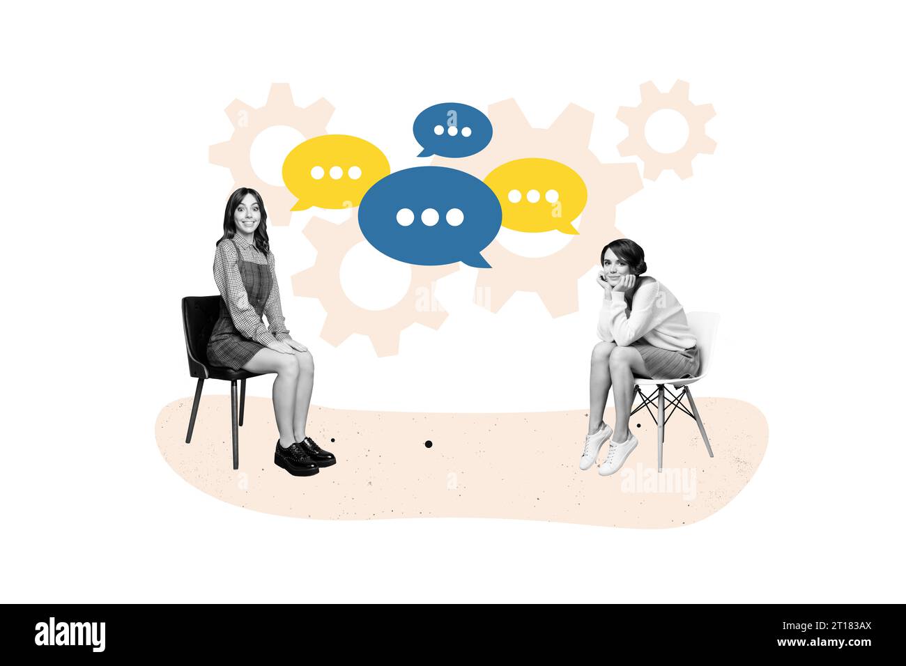 Sketch image collage of charming woman therapist discussing problems ...