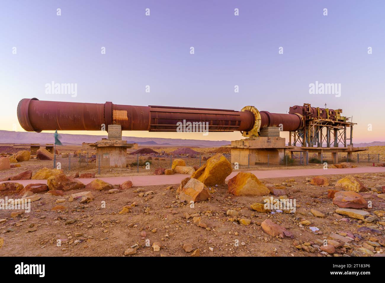 Sunset view of an old quarry and the landscape of Makhtesh (crater ...