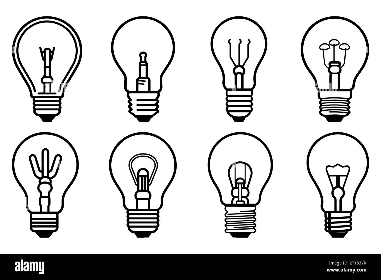 Light bulb logo icon isolated. Set of outline light bulbs. Innovative ...
