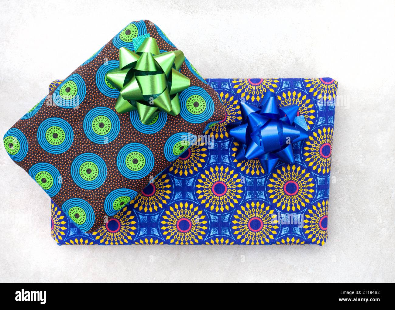 Gifts wrapped in traditional South African printed Shwe Shwe fabric ...