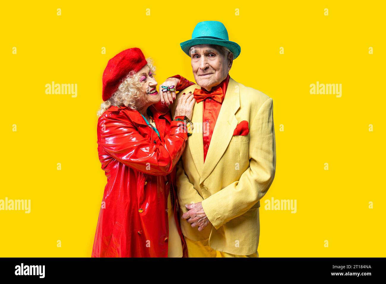 Beautiful senior old couple wearing fancy party clothes acting in ...