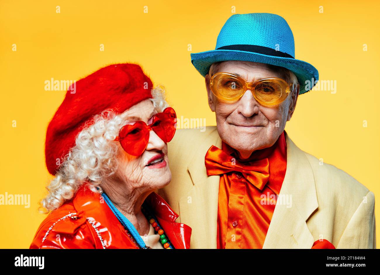Beautiful senior old couple wearing fancy party clothes acting in ...