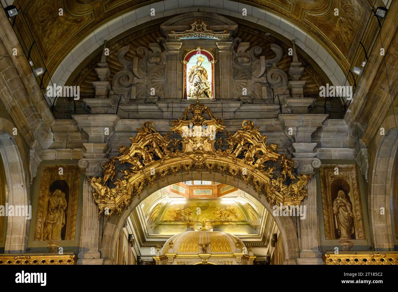 Interior medieval architecture in the Catholic Church of Santo António ...