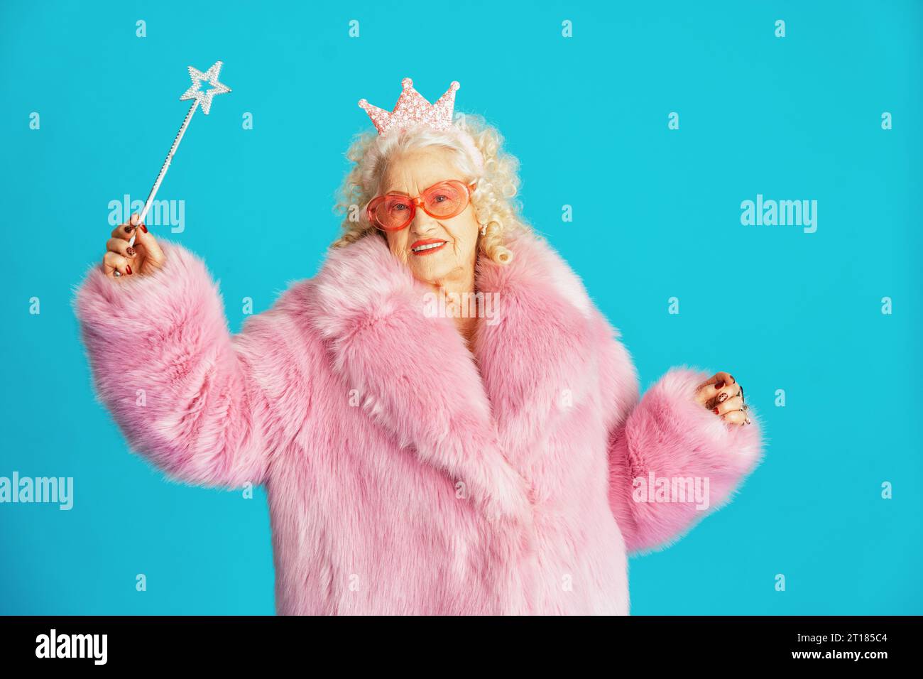 Beautiful senior old woman wearing fancy party clothes acting on a ...