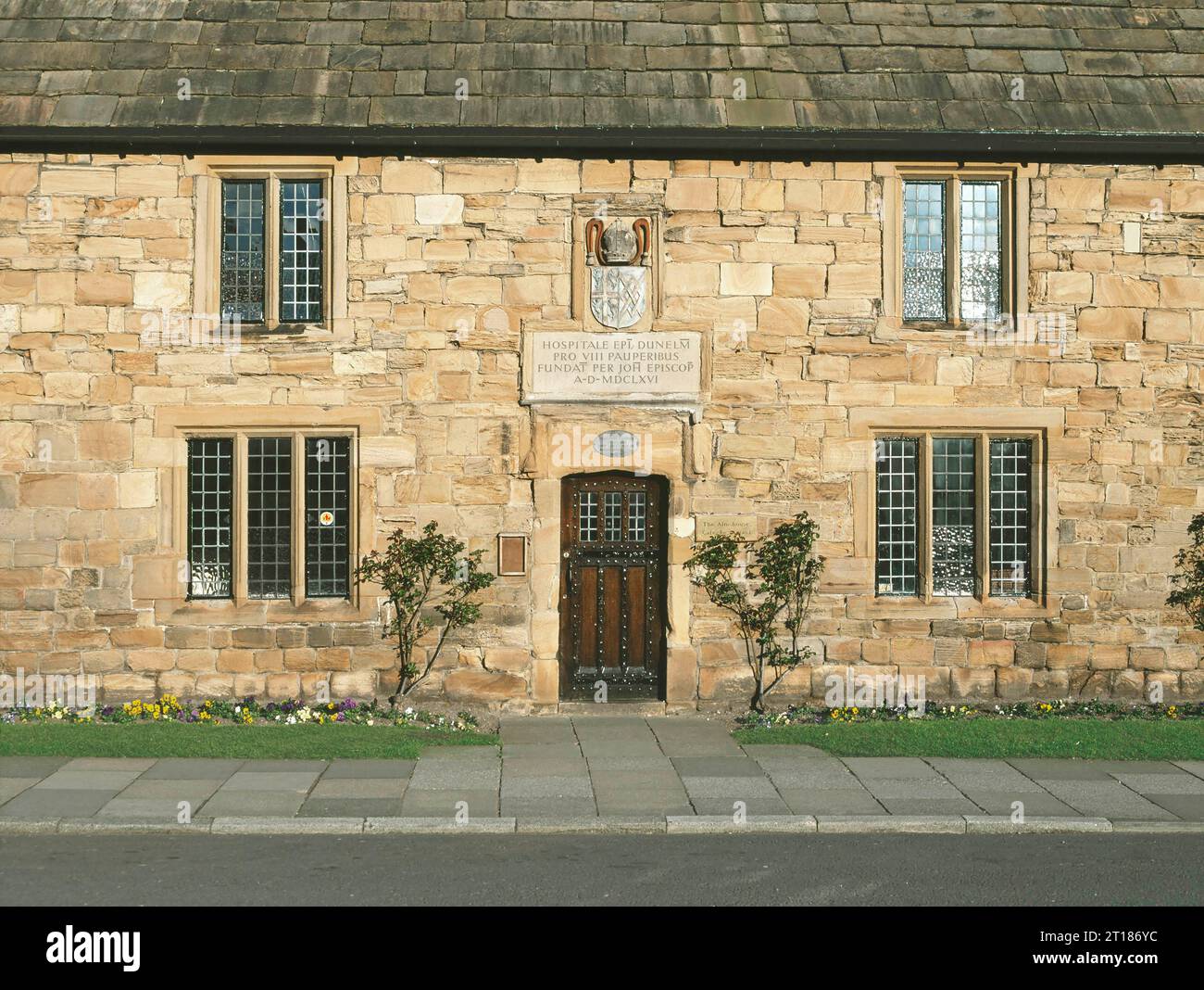 Historical masonry façade and entrance to one of Bishop Cosin’s ...