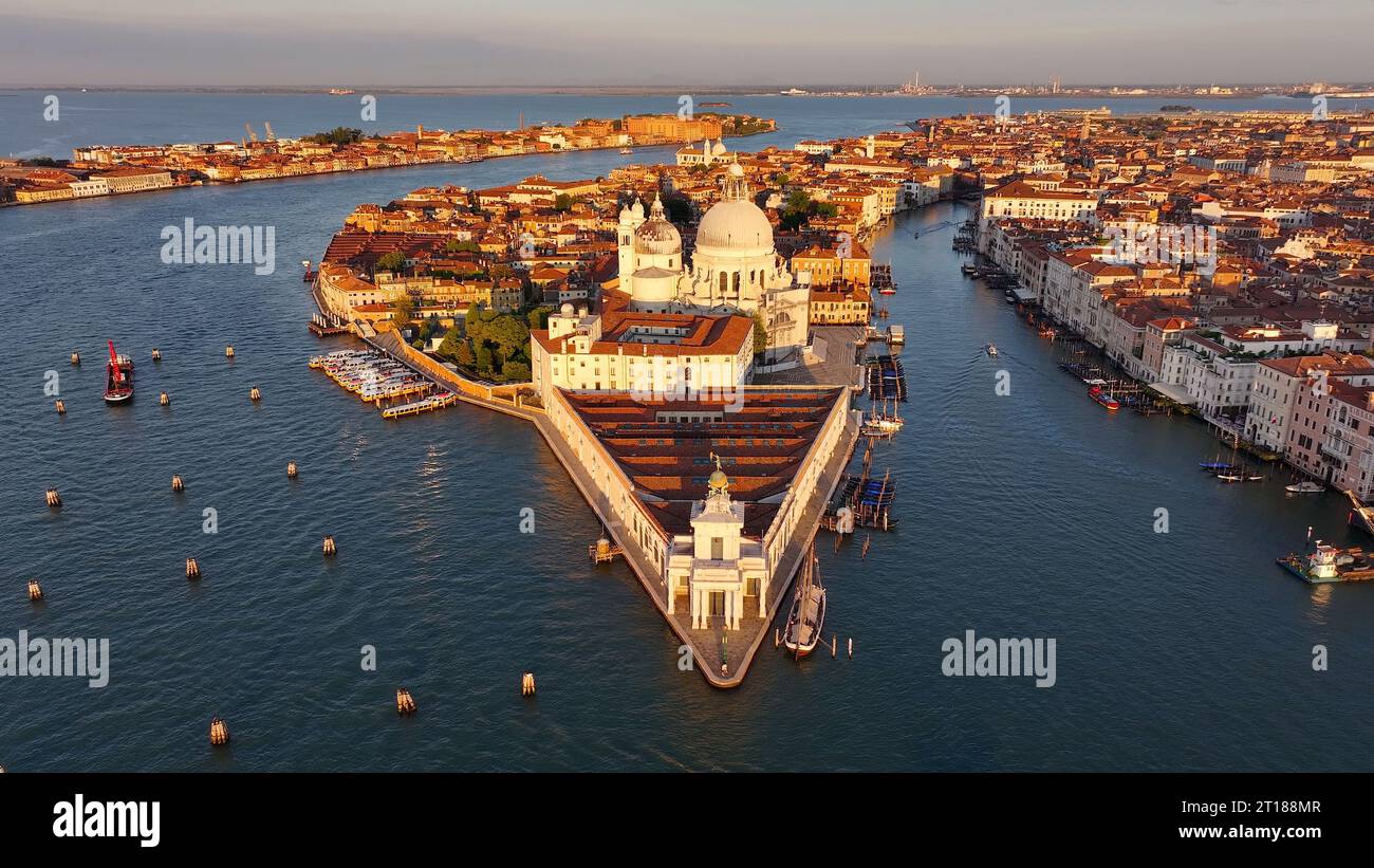 Venice from above, Grand Canal, Basilica di Santa Maria della Salute ...