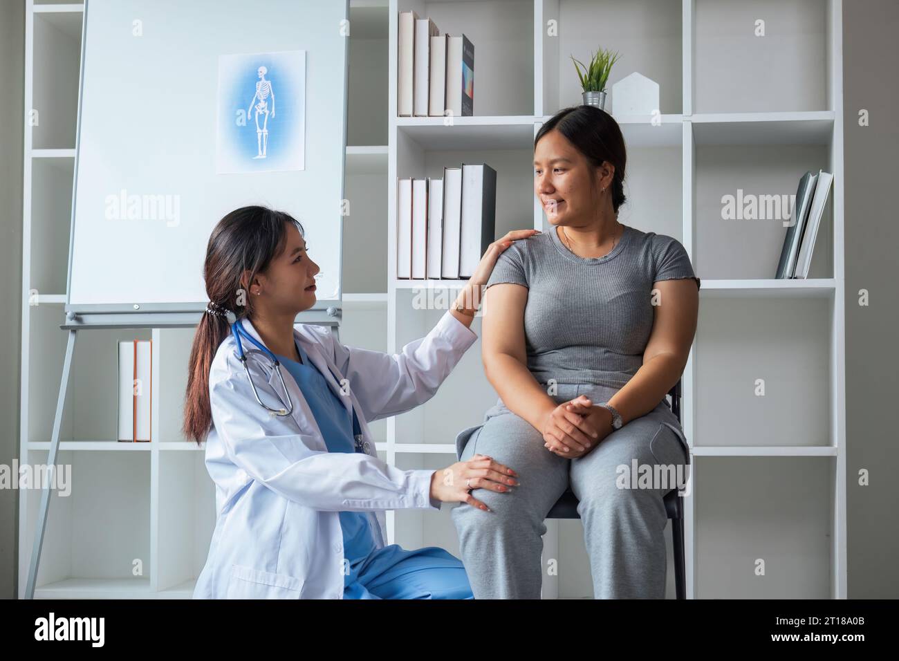 Overweight woman having consultation doctor at the clinic. portrait of ...