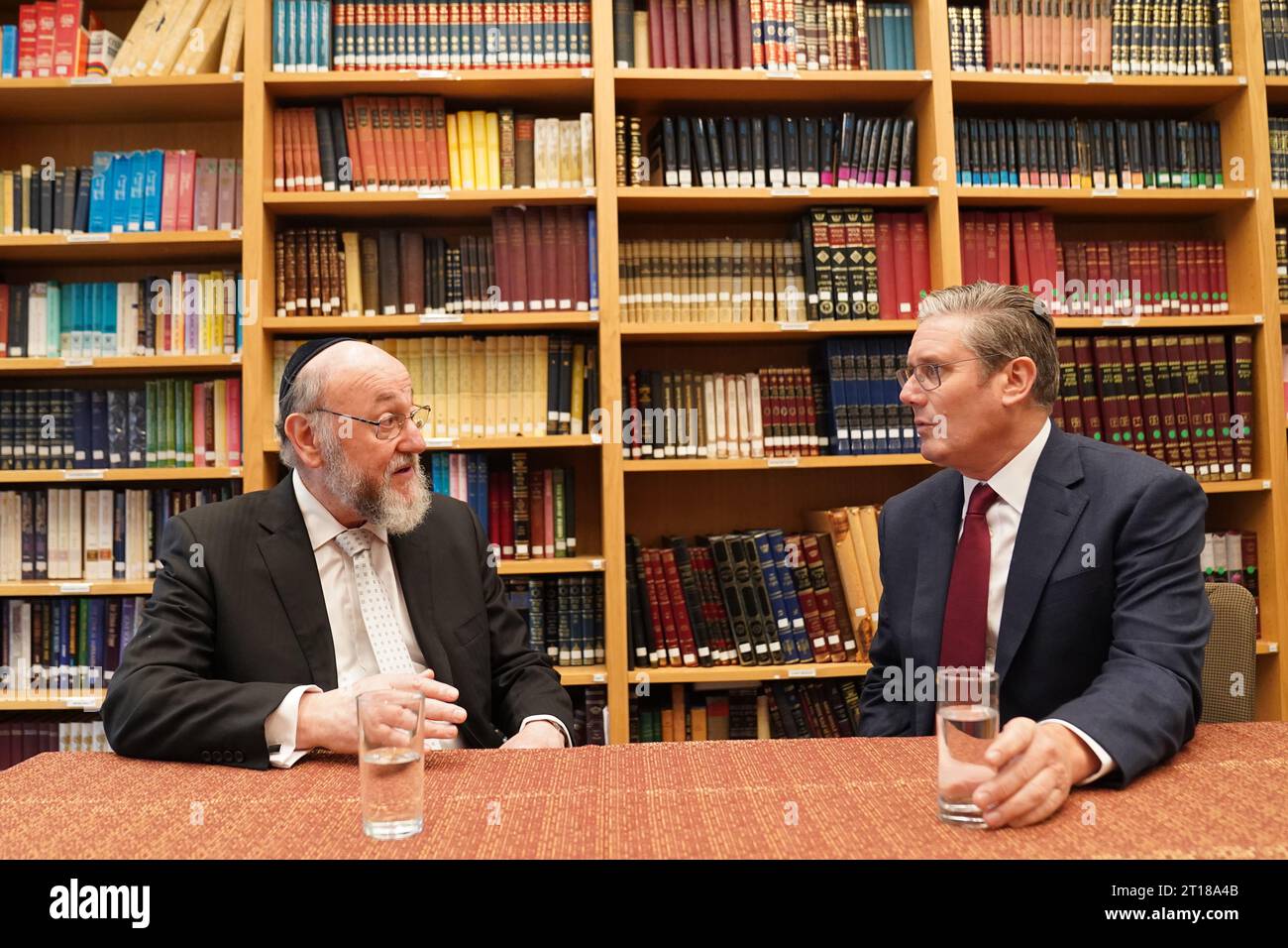 Labour leader Sir Keir Starmer meeting Chief Rabbi Sir Ephraim Mirvis ...