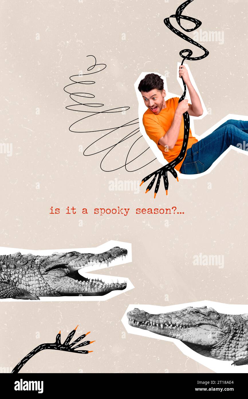 Exclusive picture sketch collage image of funny scared guy afraid ...