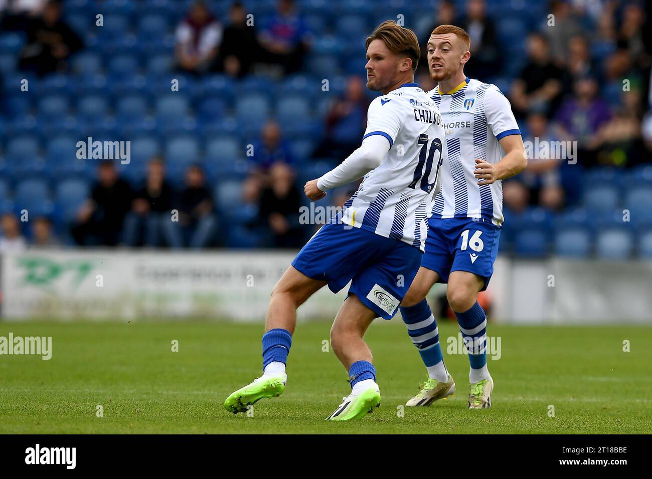 Noah Chilvers of Colchester United scores his sides first goal to make ...