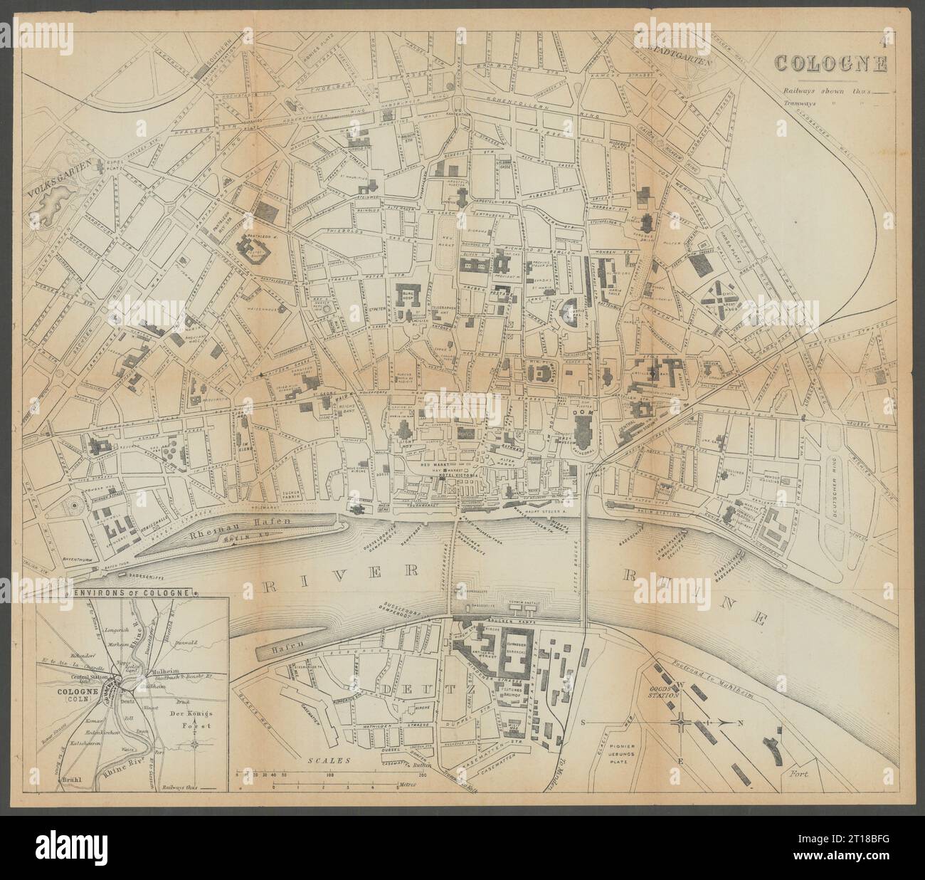COLOGNE KOLN KÖLN antique town plan city map. Germany. BRADSHAW c1899 ...