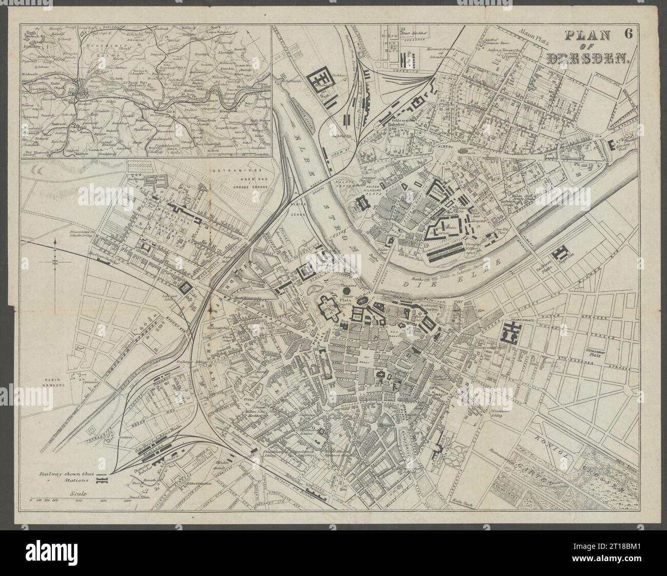 DRESDEN antique town plan city map. Germany. BRADSHAW c1899 old Stock ...