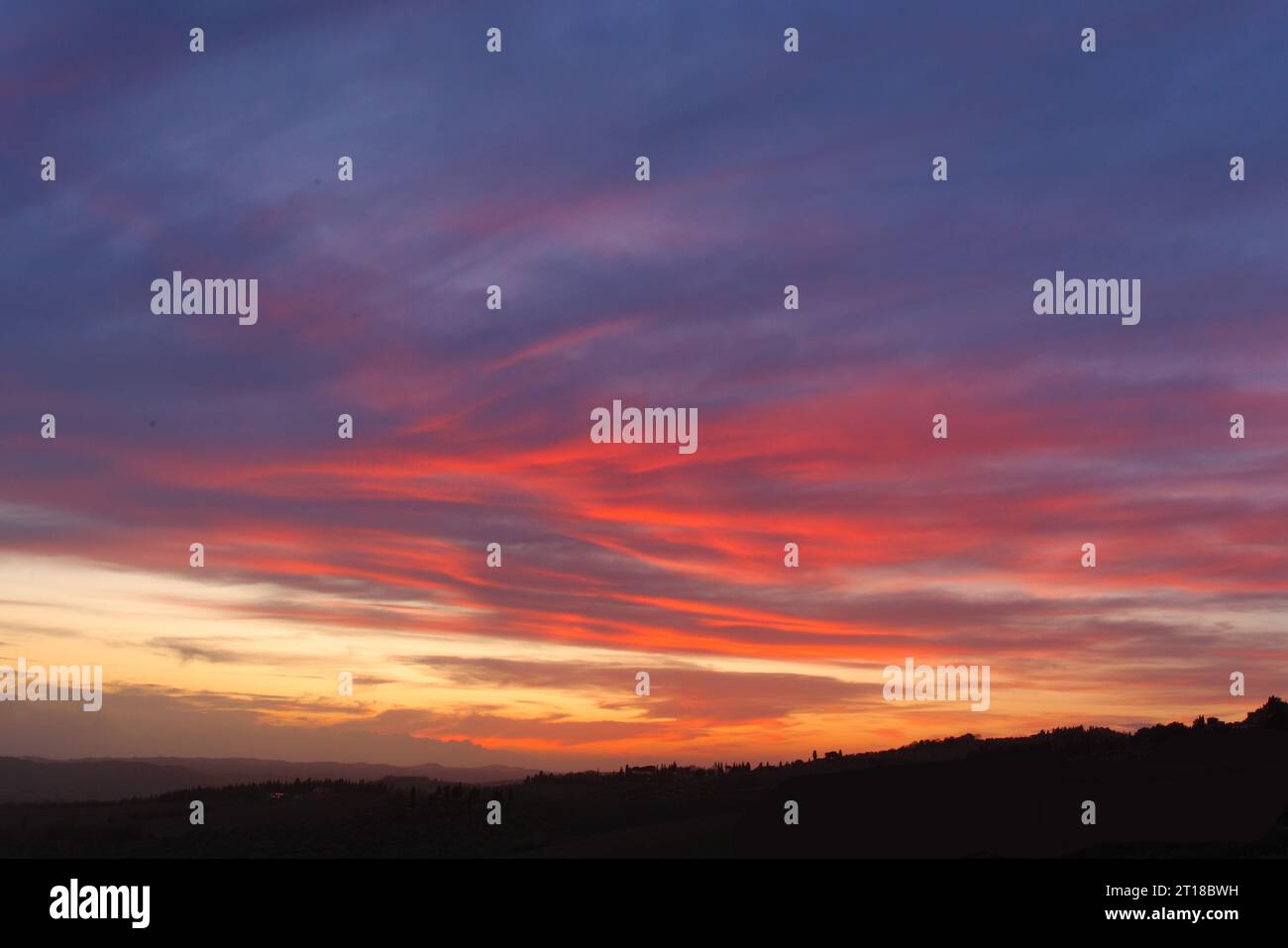 shaded colours sky at sunset in Chianti Stock Photo - Alamy