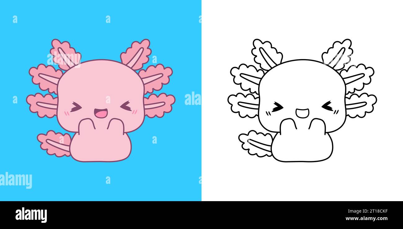Cartoon Axolotl Clipart for Coloring Page and Illustration. Clip Art ...
