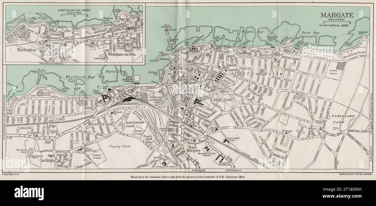 MARGATE vintage town/city plan. Westgate-on-Sea Birchington. WARD LOCK ...