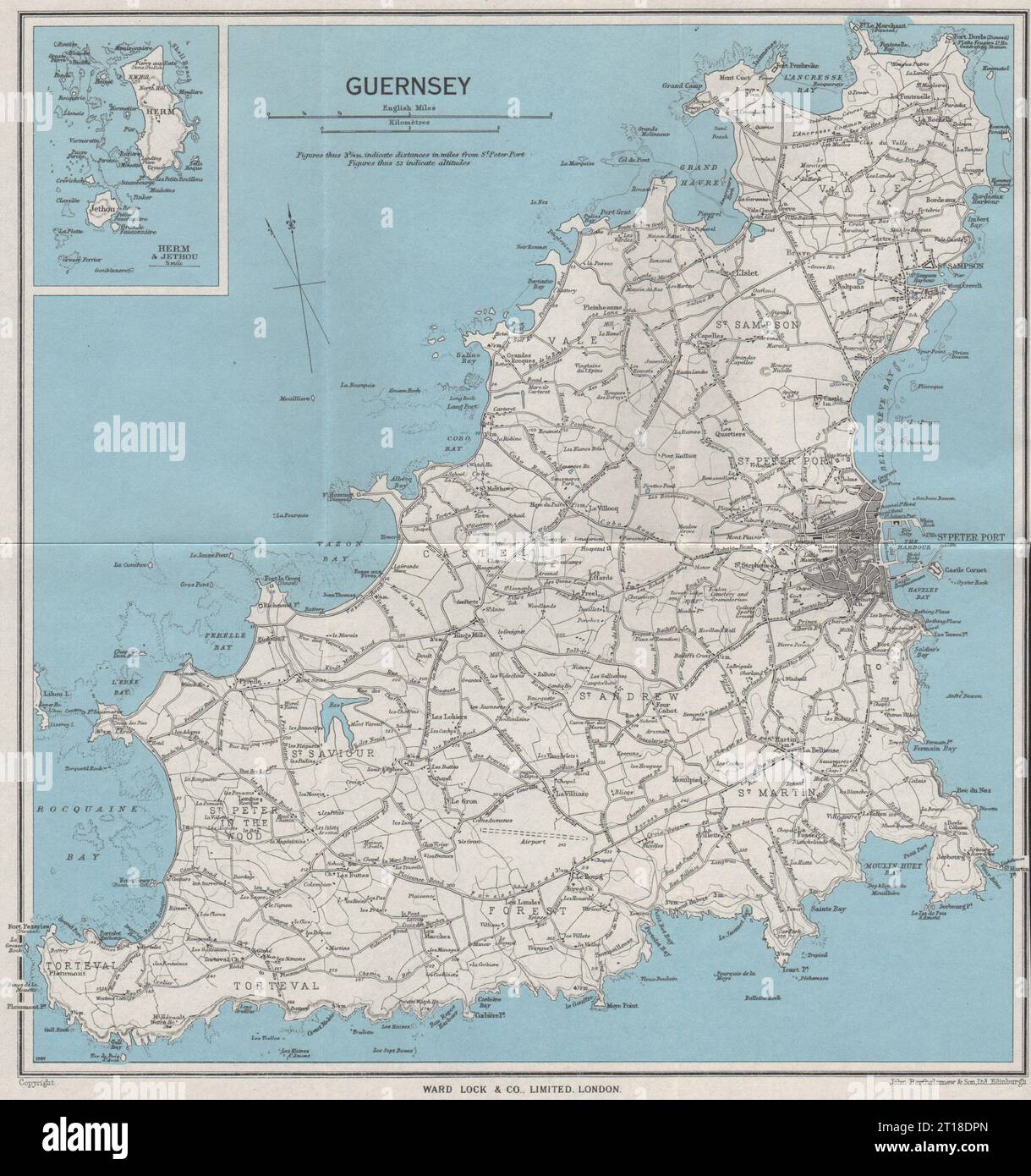 GUERNSEY inset Herm & Jethou. St Peter Port. Channel Islands. WARD LOCK ...