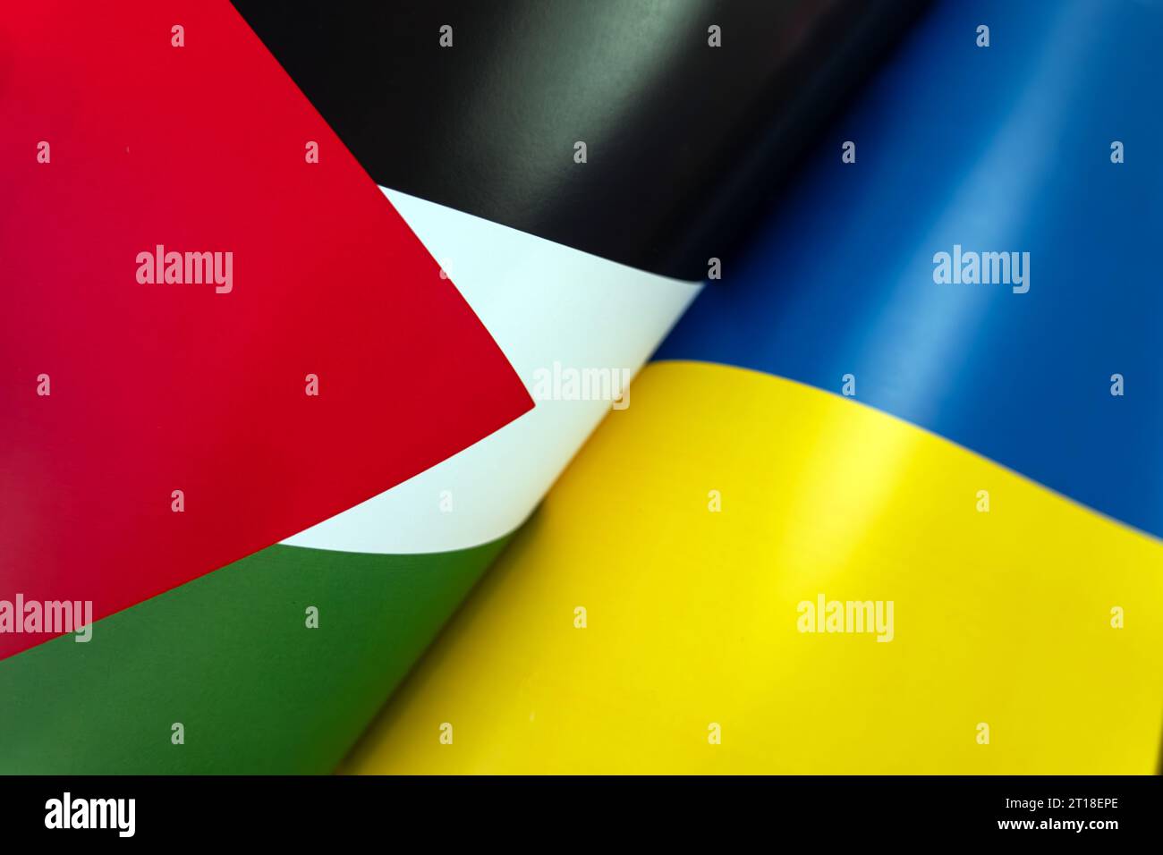 Flags of the palestine and ukraine. The concept of international ...