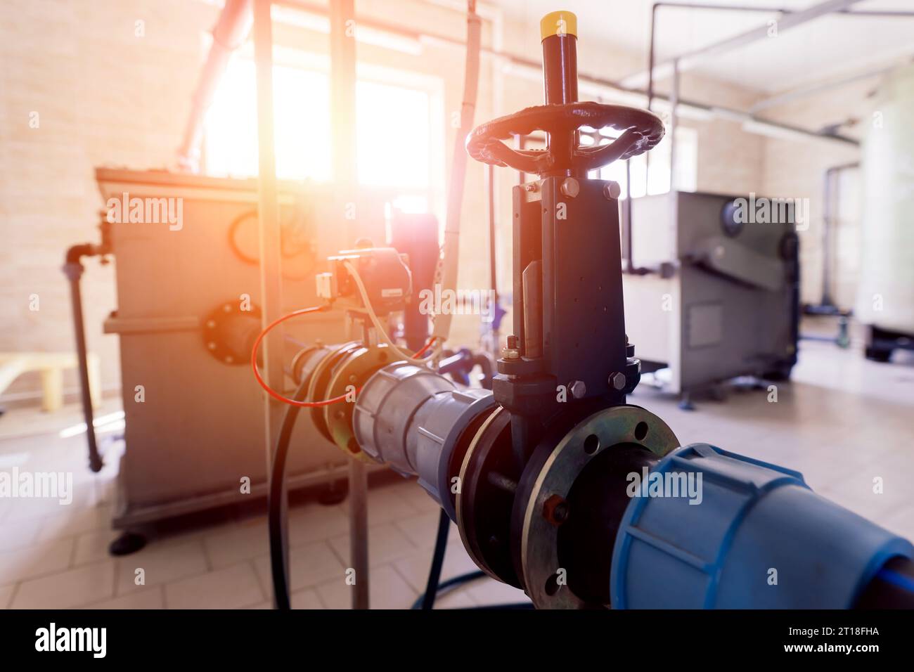 New boiler station, boiler room, engine room. Technical equipment Stock ...