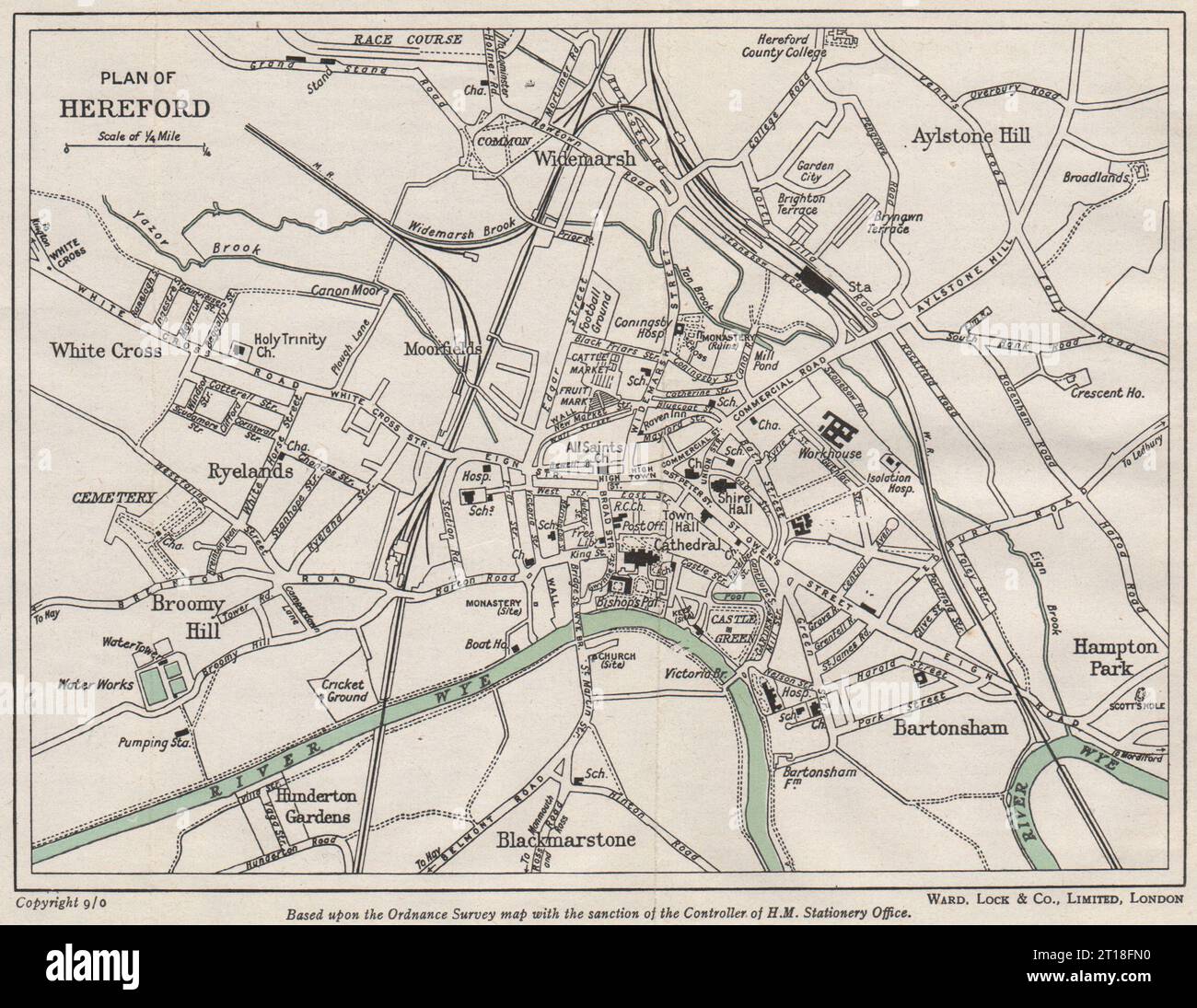 HEREFORD vintage town/city plan. Herefordshire. WARD LOCK 1953 old ...