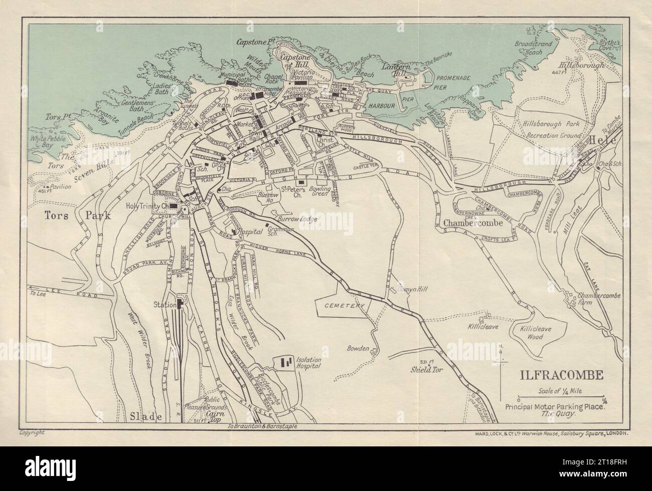ILFRACOMBE vintage tourist town city plan. Devon. WARD LOCK 1932 old ...