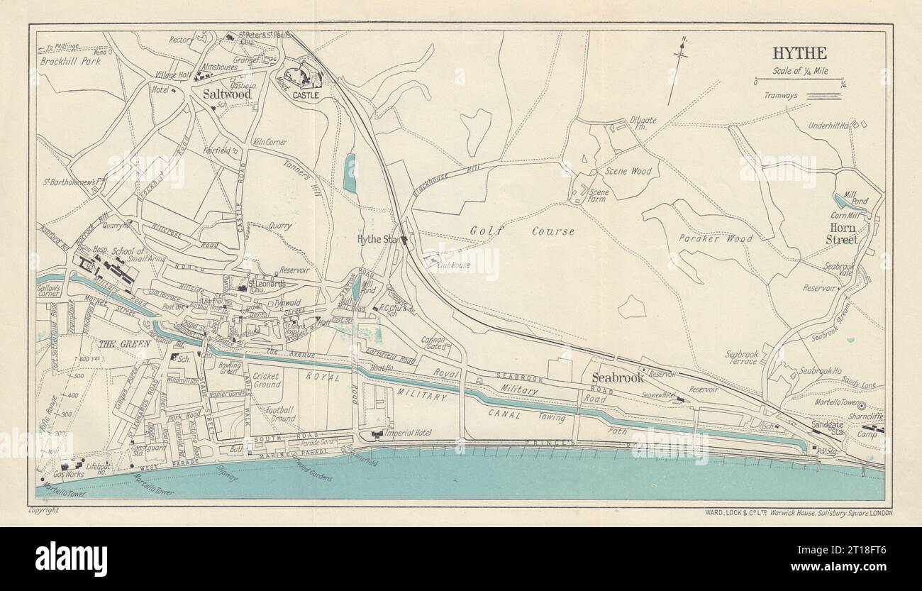 HYTHE vintage tourist town city resort plan. Kent. WARD LOCK 1924 old ...
