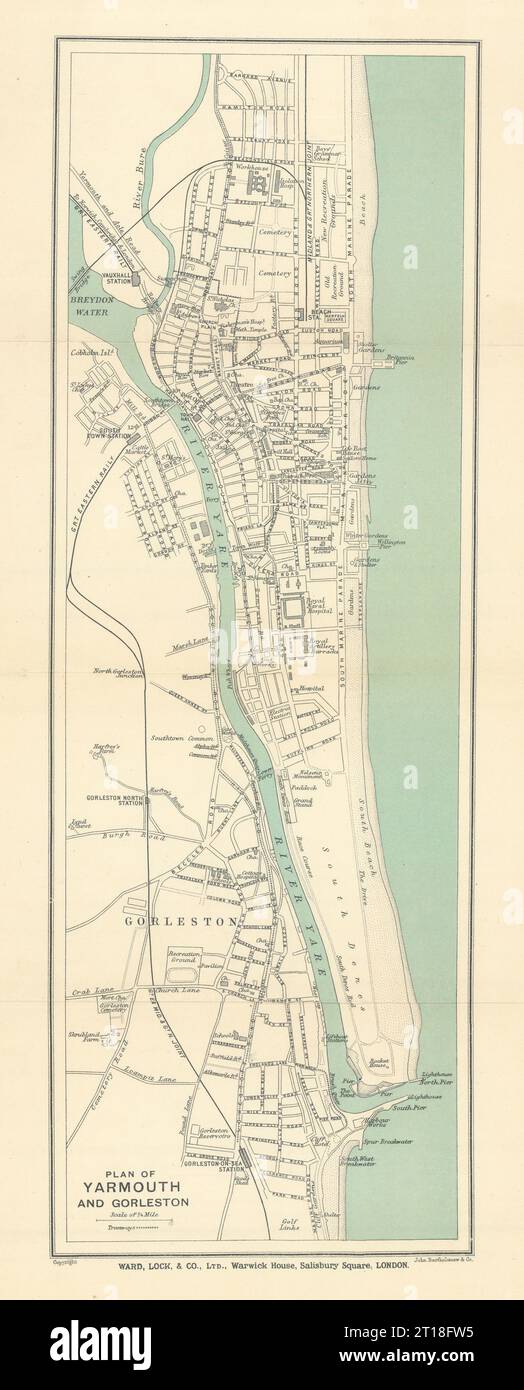YARMOUTH & GORLESTON vintage tourist town city plan. Norfolk. WARD LOCK ...