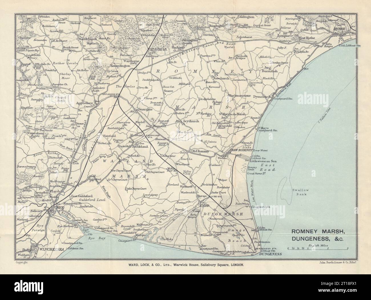 ROMNEY MARSH. Dungeness Rye Hythe Winchelsea. Walland Marsh. Kent 1912 ...