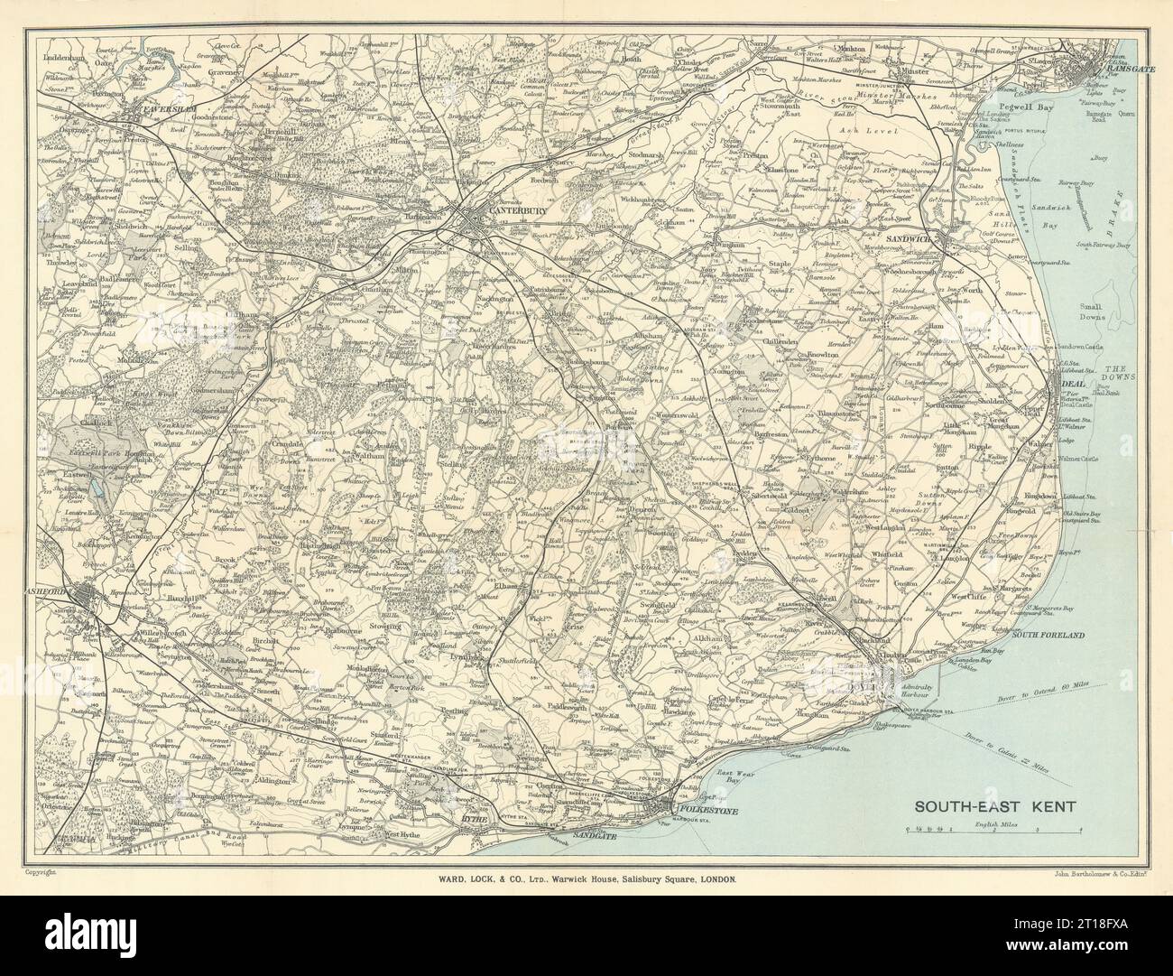 SOUTH EAST KENT Canterbury Deal Dover Folkestone Ashford Faversham 1912 ...