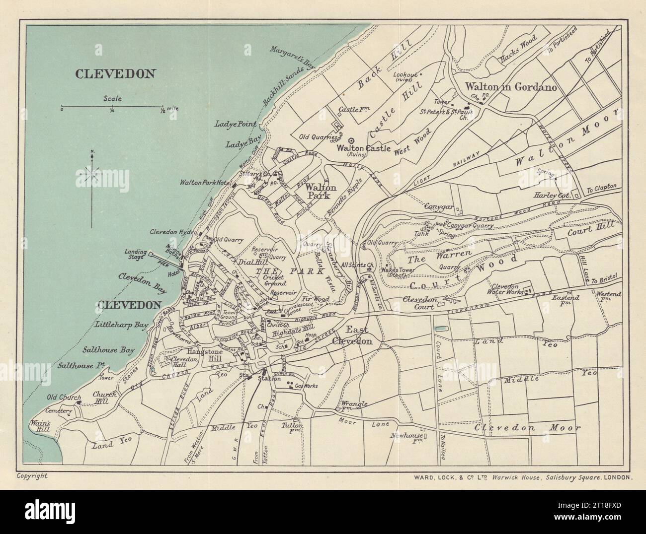 CLEVEDON vintage tourist city town plan. Somerset. WARD LOCK 1912 old ...