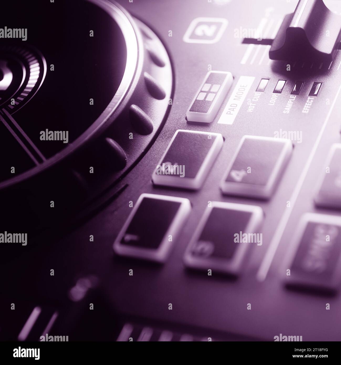 Dj nightclub deejay mixing desk house music on turntables party square ...