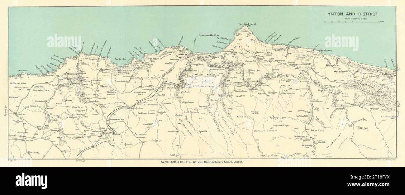 LYNTON & DISTRICT. Exmoor coast vintage tourist map. Devon. WARD LOCK ... LYNTON & DISTRICT. Exmoor coast vintage tourist map. Devon. WARD LOCK ...