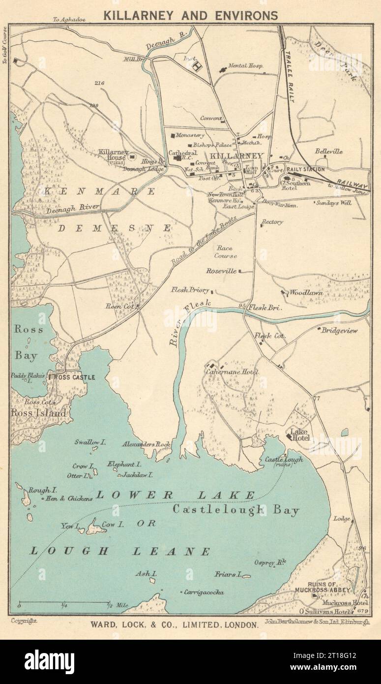 KILLARNEY & environs vintage tourist town city plan. Ireland. WARD LOCK ...