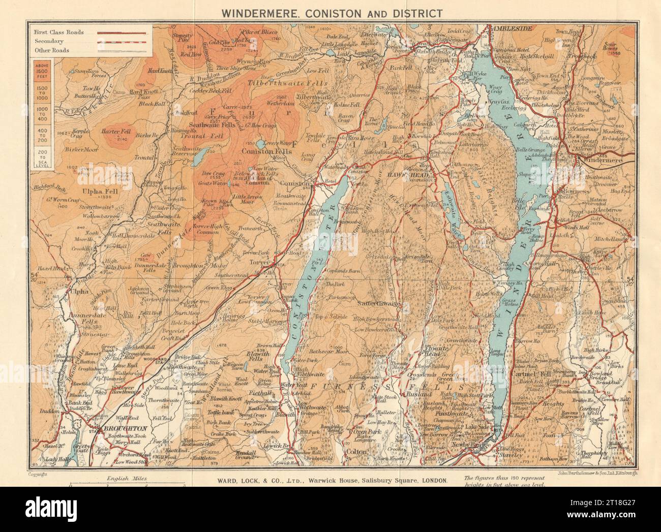 WINDERMERE & CONISTON WATER. Ambleside Cumbria Lake District. WARD LOCK ...