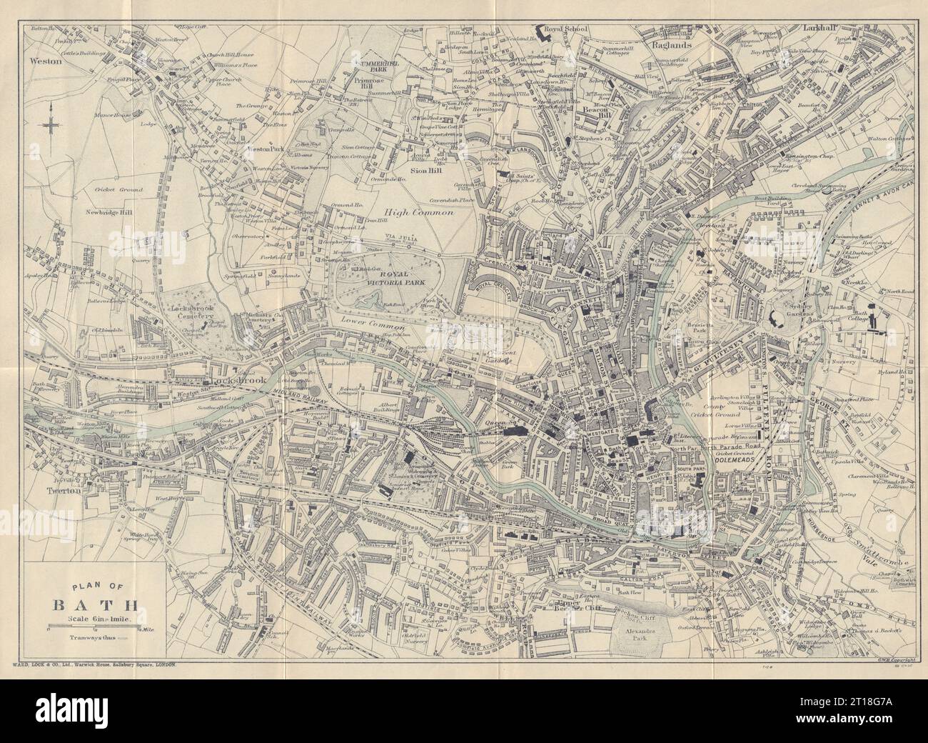 BATH vintage town/city plan. Somerset. WARD LOCK 1913 old antique map ...