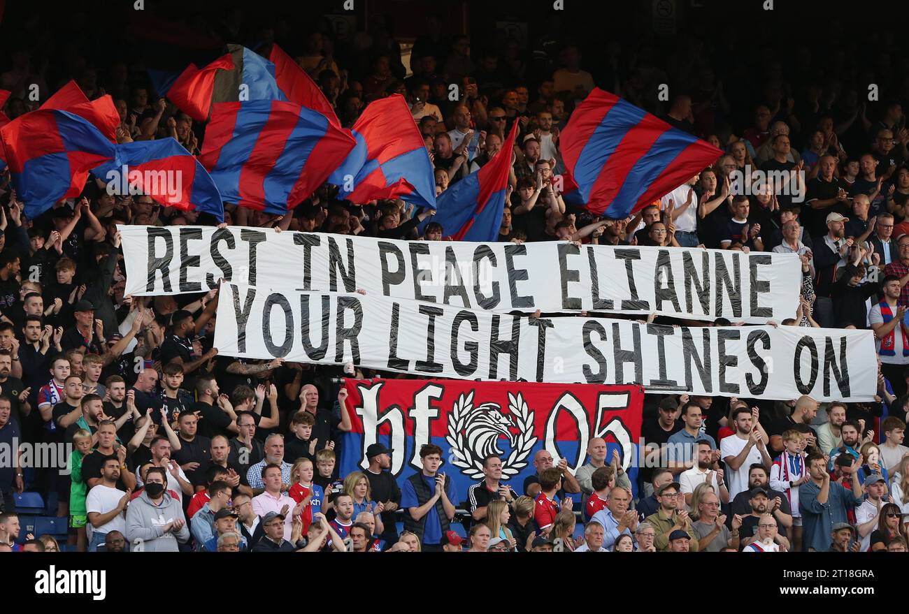 Crystal Palace fans display ‘Rest in peace Elianne your light shines on ...