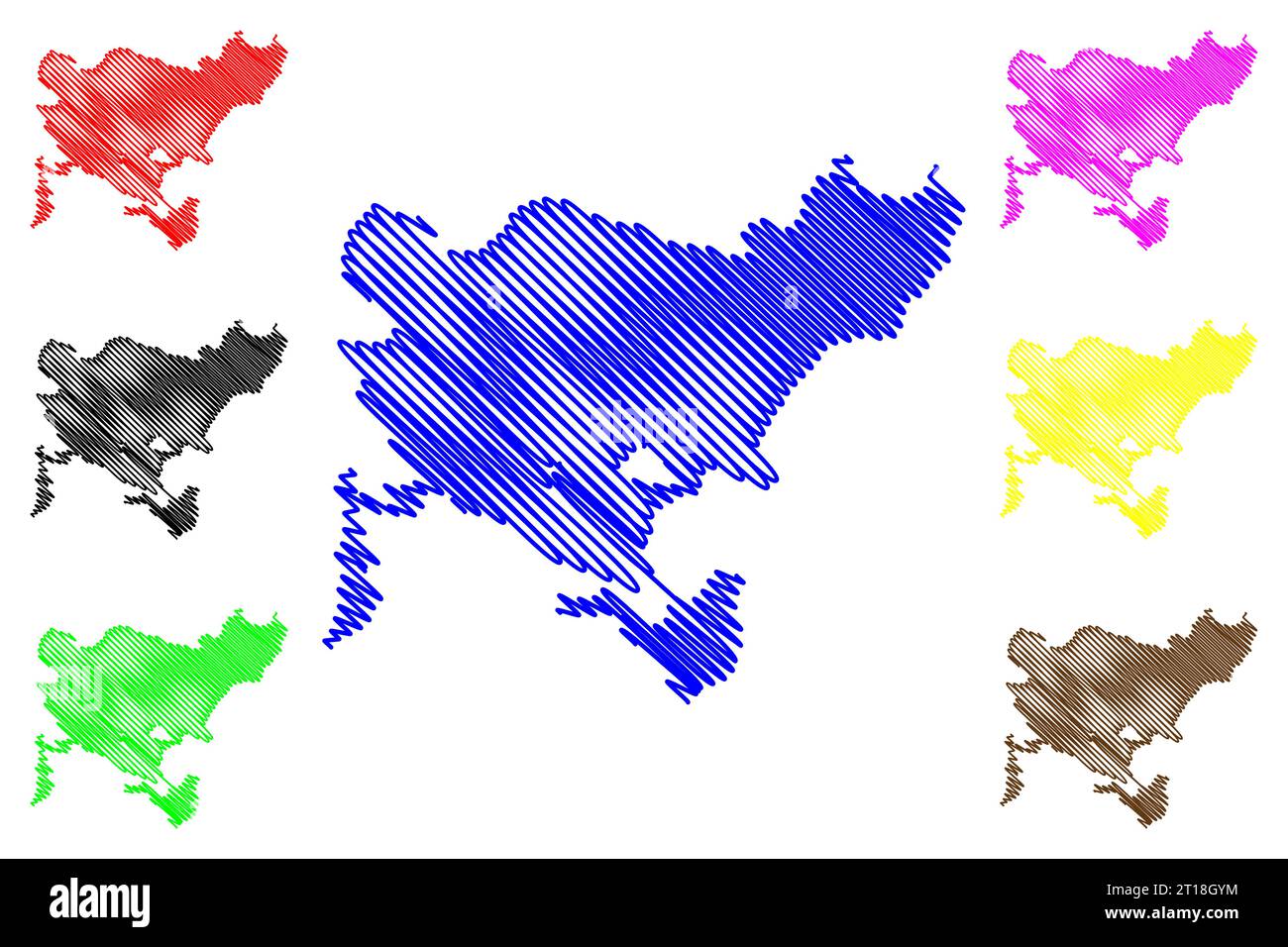 Lake Sniardwy and Seksty(Republic of Poland) map vector illustration, scribble sketch Śniardwy ...