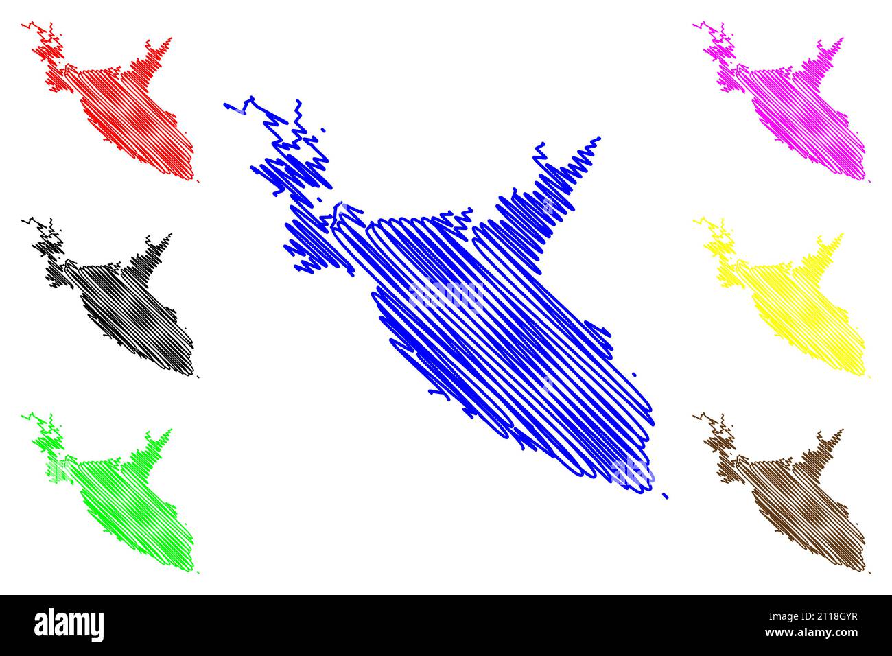 Lake Skadar (Republic of Albania, Montenegro) map vector illustration ...