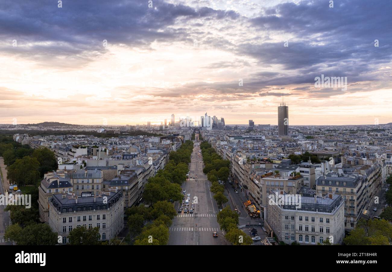 An aerial view of the city of Paris, France, featuring its iconic ...