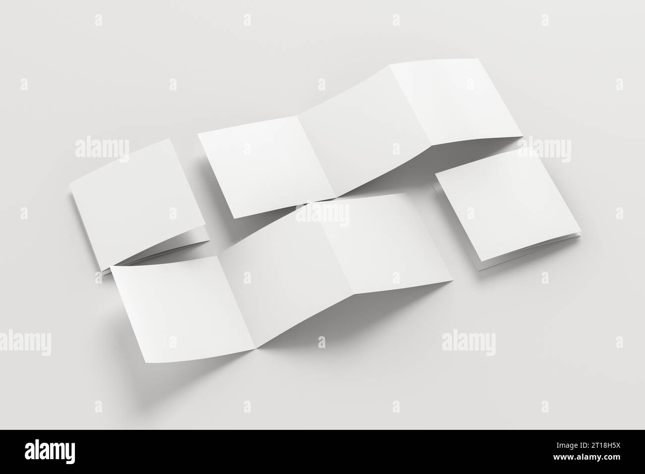 Square pages accordion or zigzag trifold brochure mockup on white ...