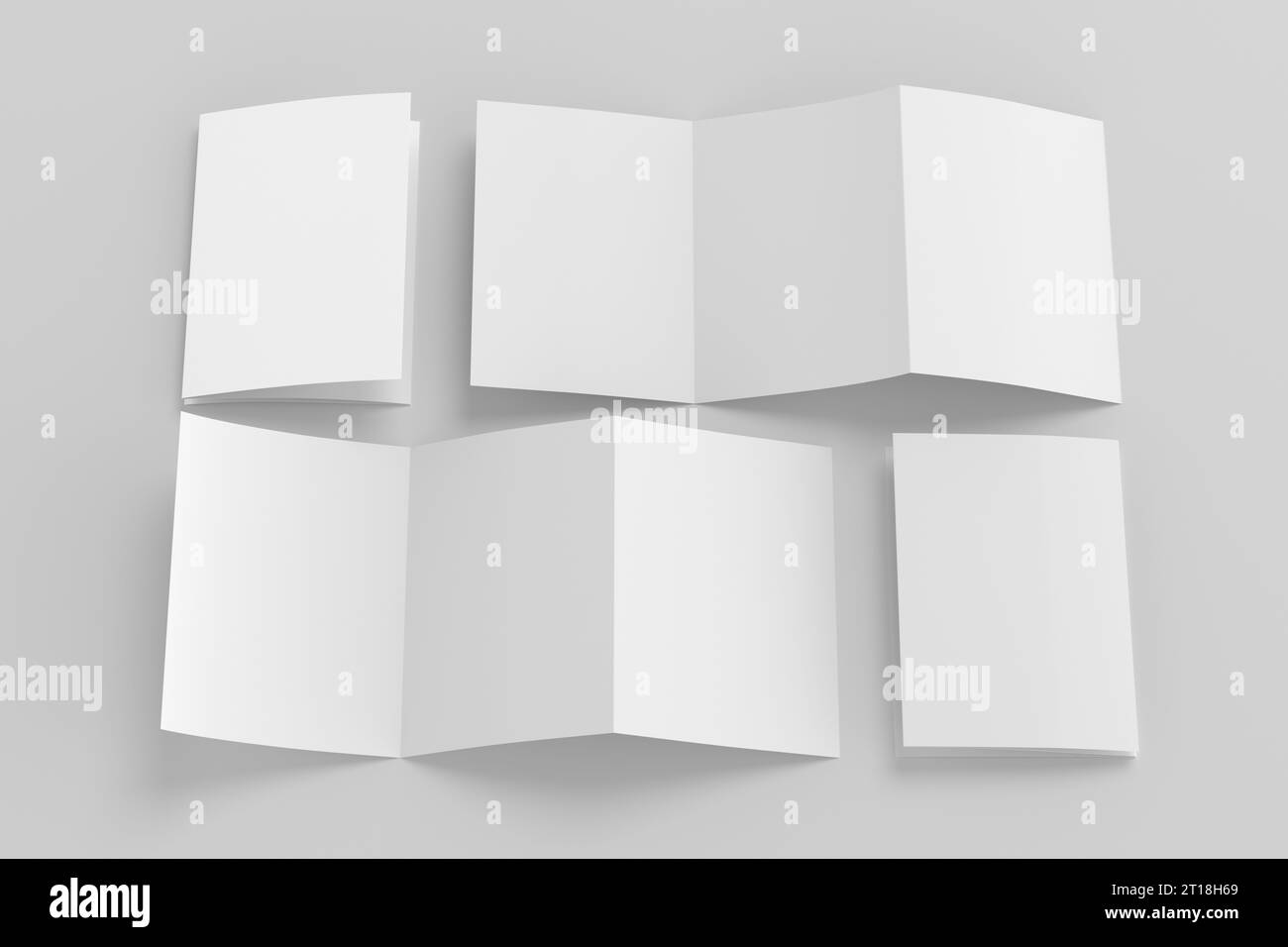 Vertical A5 pages accordion or zigzag trifold brochure mockup on white ...