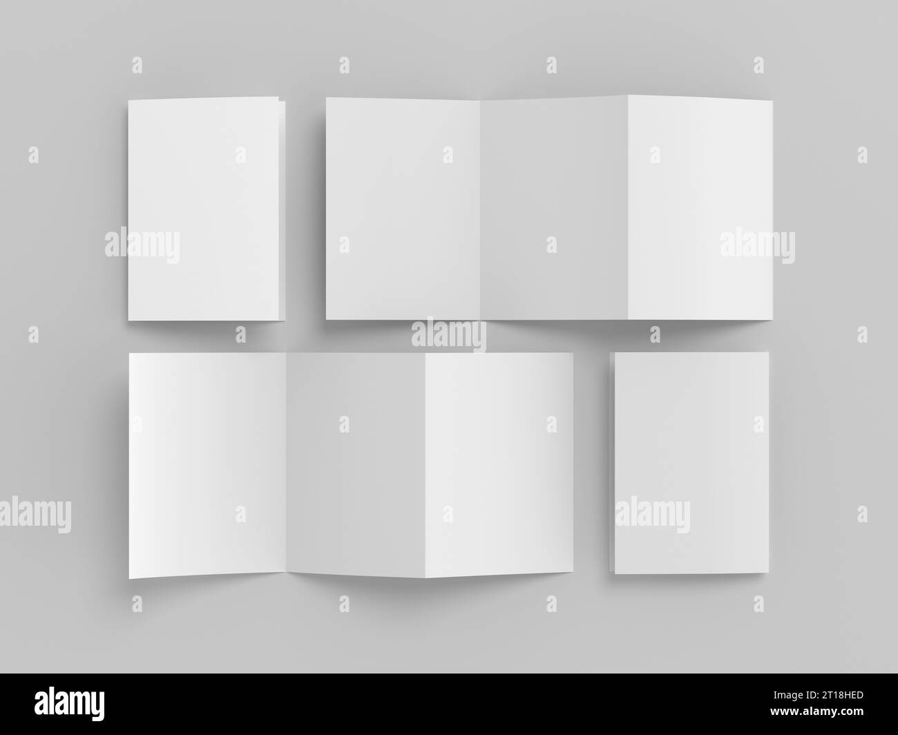Vertical A5 pages accordion or zigzag trifold brochure mockup on white ...