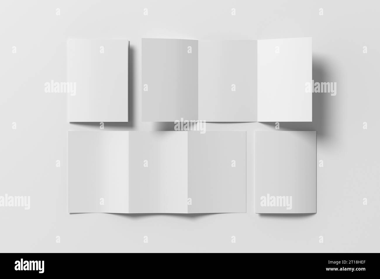 Vertical A5 trifold roll brochure booklet mockup on white background ...