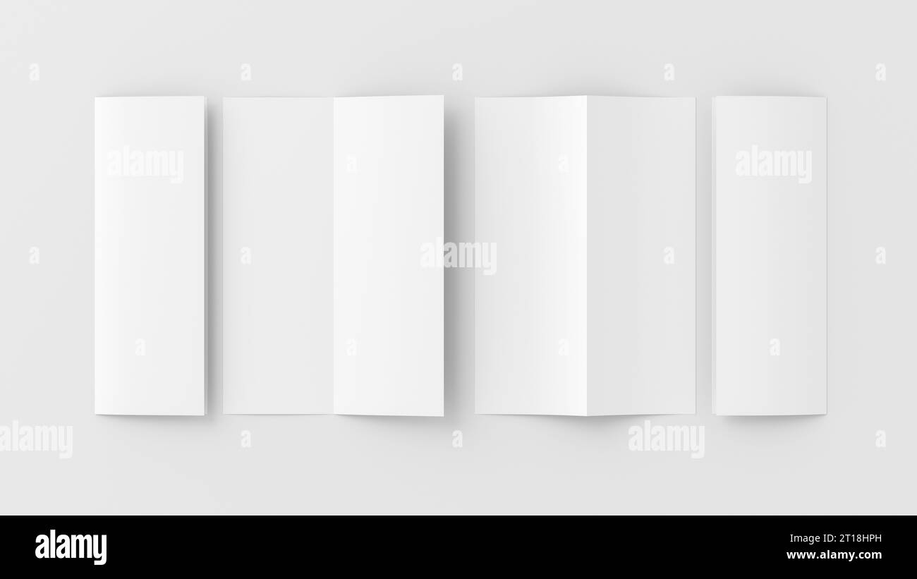 Half-folded flyer vertical booklet mockup on white background Stock ...