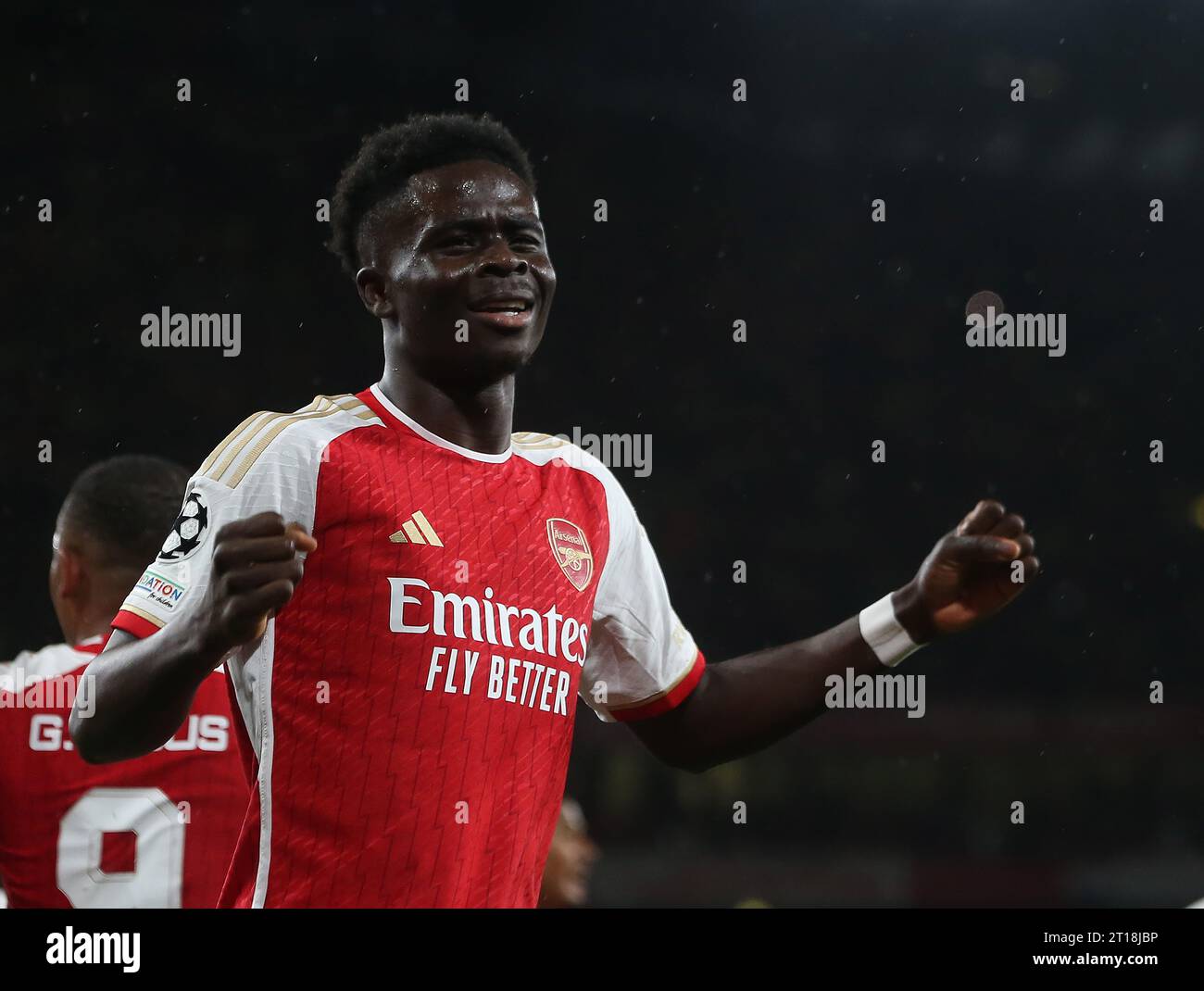 GOAL 1-0, Bukayo Saka of Arsenal goal celebration. - Arsenal v PSV ...