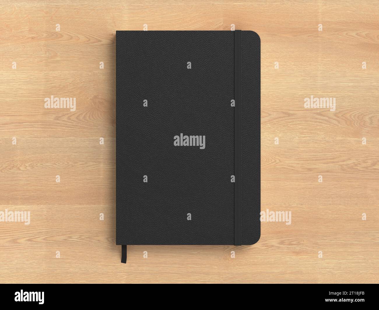 Black cover notebook mockup on wooden background Stock Photo - Alamy
